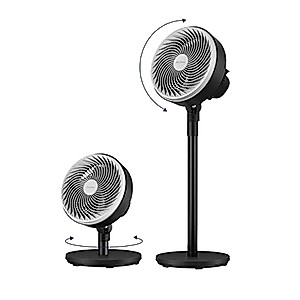 PELONIS Air Circulator Fan | 2 In 1 Table Pedestal Fan | Adjustable Height| 75-Degree Tilt |7-inch airfoil fan blades| 3 Speeds | Low Noise |Solid Base| for Home, Office, Dorm | Black