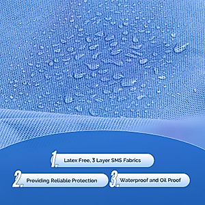 JMU 10 Pack Disposable Lab Coats for Adult Large, SMS Medical Lab Jacket Knee Length with Knit Cuff & Collar, 3 Pockets