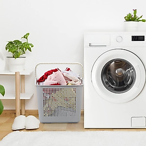 Hommp 4-Pack 35 L Plastic Laundry Hamper, Large Storage Basket with Handle, Gray