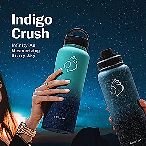 BUZIO Vacuum Insulated Stainless Steel Water Bottle 40oz with 40oz Insulated Three Caps Water Bottle, BPA Free Double Wall Water Flask with Carrying Pouch Double Vacuum Hot Cold Water Bottles