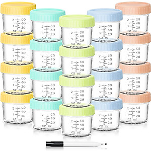 DRKIO 20 Pack Glass Baby Food Storage Containers 4 Oz Baby Food Jars with Lids Baby Food Maker Microwave Dishwasher Freezer Safe 100% Leak-Proof BPA Free