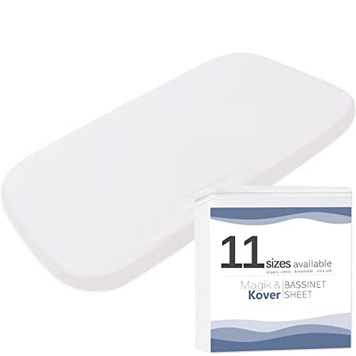 Baby Fitted Bassinet Sheet-Fits for Arm's Reach Clear-Vue, Cambria, Mini Ezee 2 in 1 Co-Sleeper, Chicco LullaGo Nest Portable Bassinet, 100% Cotton Bassinet Sheet (White),18" x 32"