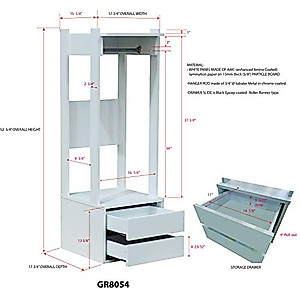 Kings Brand Furniture – Corry Open Wardrobe Armoire Closet with 2-Drawers, White