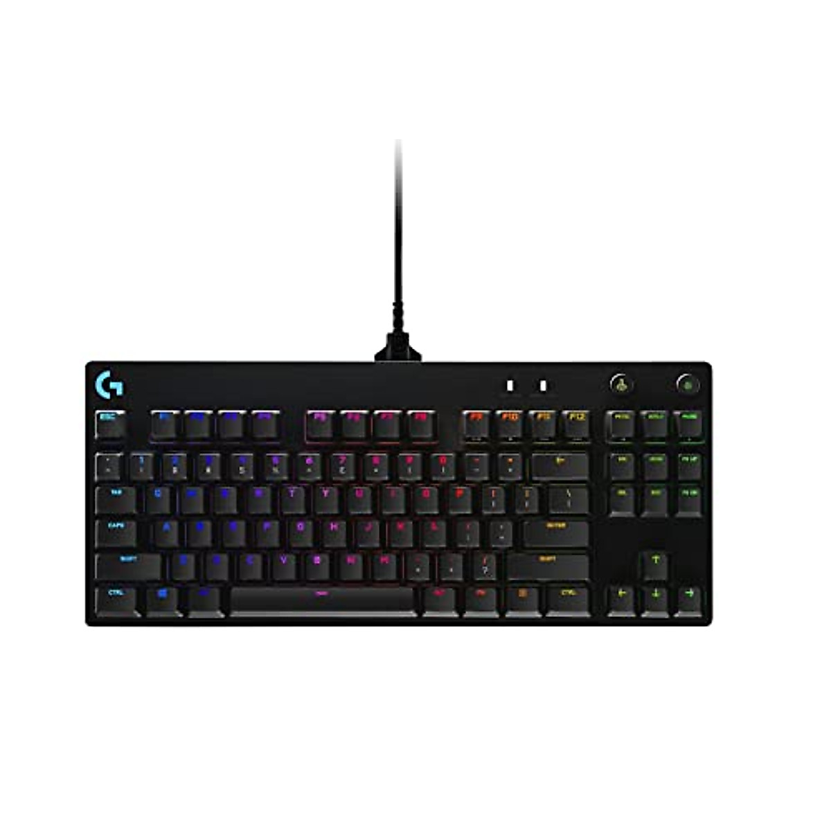 Logitech G Pro TKL Mechanical Wired Gaming Keyboard GX Blue Clicky Switch and LIGHTSYNC RGB Backlit Keys, 12 programmable F-key macros, Black - 920-009388 (Renewed)