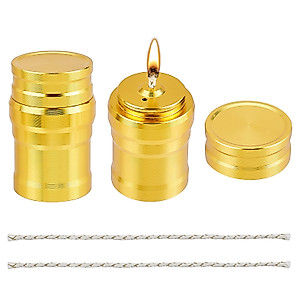 CHGCRAFT 2 Sets Portable Metal Mini Alcohol Burner Lamp Aluminum Alloy Alcohol Stove with Cotton Cord for Household Outdoor Camping Picnic Tea Coffee Making Science Experiments