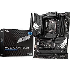 MSI PRO Z790-A WiFi DDR4 ProSeries Motherboard (Supports 12th/13th/14th Gen Intel Processors, LGA 1700, DDR4, PCIe 5.0, M.2, SATA 6G, 2.5Gbps LAN, USB 3.2 Gen2, Wi-Fi 6E, Bluetooth 5.3, ATX)
