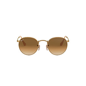 Ray-Ban Rb3447 Round Metal Sunglasses, Matte Gold/Clear Gradient Brown, 50 mm
