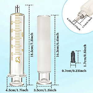 Gufastoe 1 Pack Glass Syringes with Caps 50cc/ml for Lab Laboratory