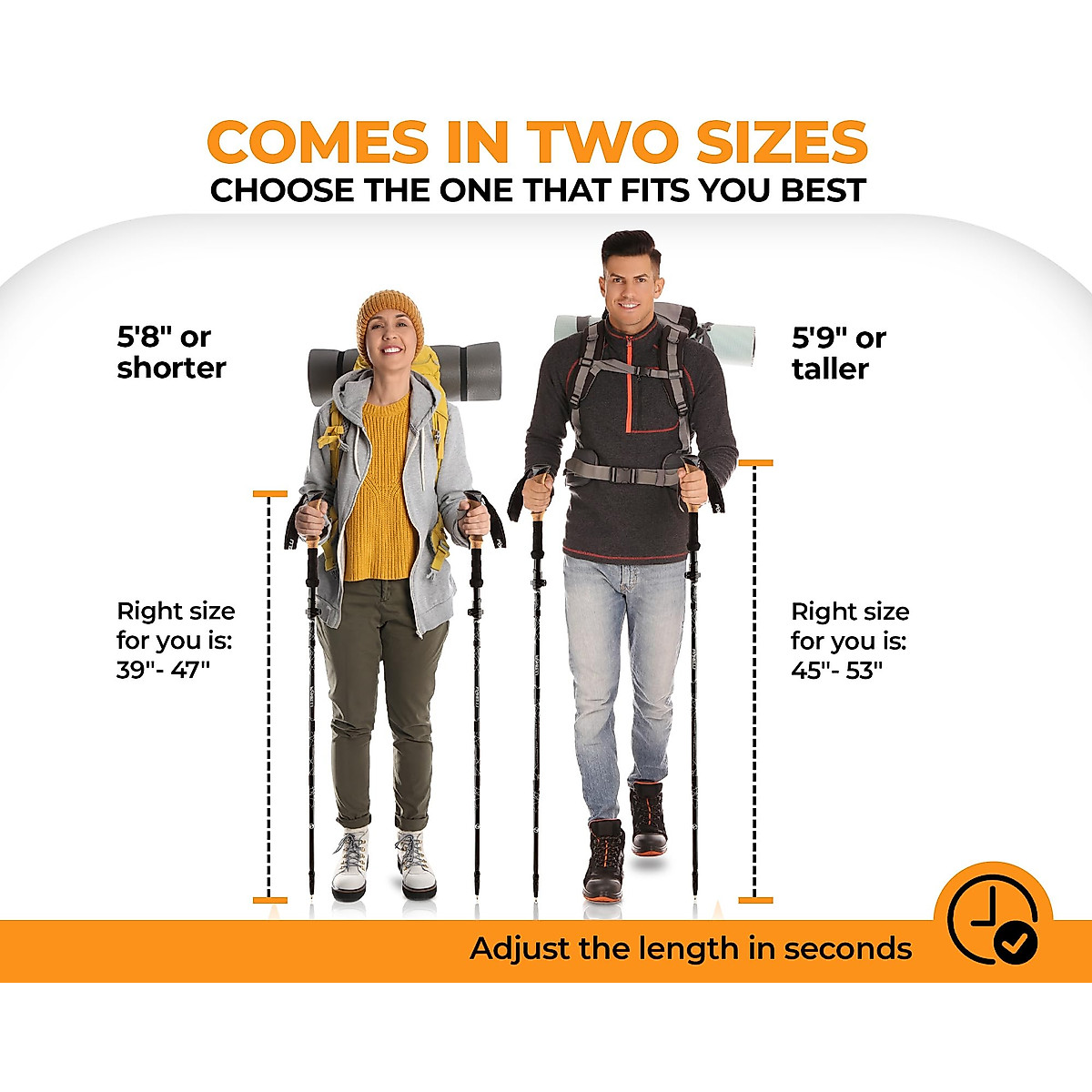 Foxelli Folding Trekking Poles – 2-pc Ultra Compact Hiking Poles for Men & Women, Lightweight Strong Aluminum 7075 Collapsible Foldable Walking Sticks with Flip Locks, 4 Season All Terrain Accessories