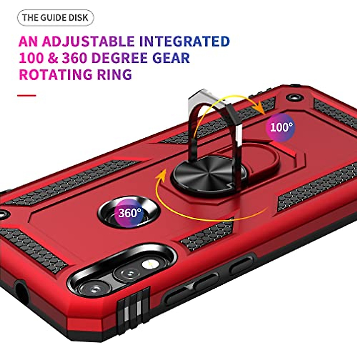 YZOK Compatible with Moto E 2020 case,Motorola E case,with HD Screen Protector,[Military Grade] Ring Car Mount Kickstand Hybrid Hard PC Soft TPU Shockproof Protective Case for Motorola Moto E (Red)