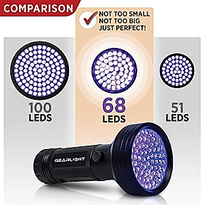 GearLight UV Flashlight Black Light from 68 LED Blacklight Flashlight Dog/Cat Pet Urine Detector, Scorpion, Bed Bug, Resin Curing, Dog Stain, and Carpet Odor Eliminator Remover, ID Checking_XR68