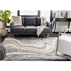 SAFAVIEH Craft Collection Accent Rug - 4' x 6', Grey & Gold, Modern Abstract Design, Non-Shedding & Easy Care, Ideal for High Traffic Areas in Entryway, Living Room, Bedroom (CFT819F)