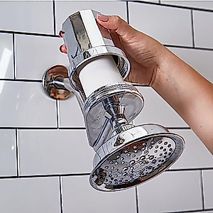 GE Shower Filtration System | Removes Chlorine | Easy to Install to an Existing Shower Head Tool Free in Minutes | Filter Included | Replace Filter (FXSCT) Every 6 Months, White