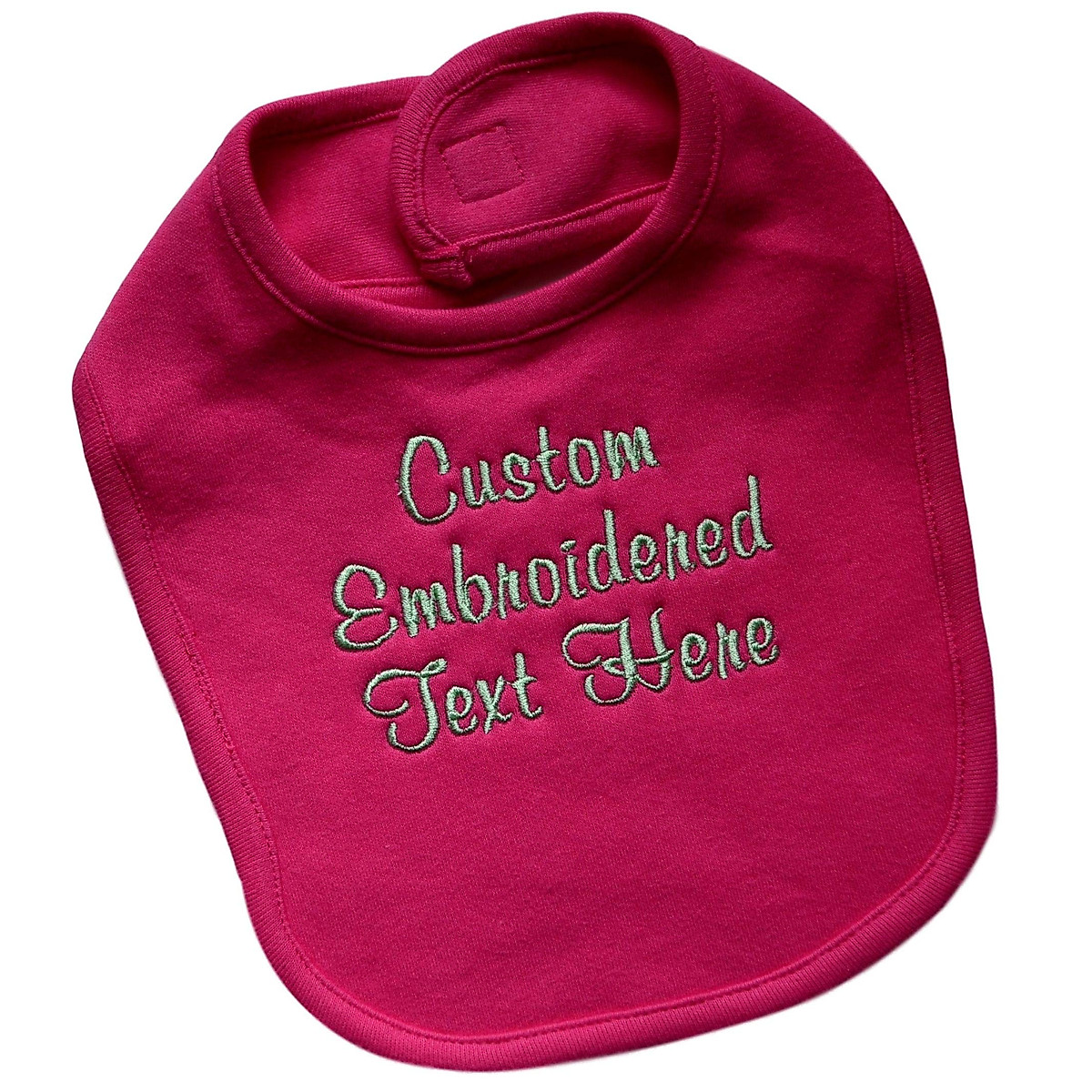 Funny Girl Designs Personalized Baby Bib EMBROIDERED with Your Custom Text and Color 100% Cotton Unisex (GRAY BIB)