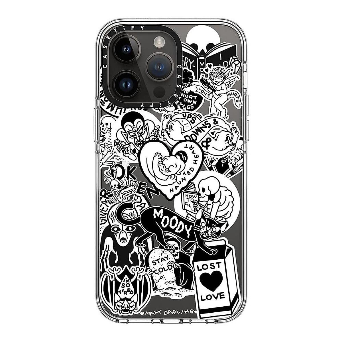 CASETiFY Clear iPhone 14 Pro Max Case [Not Yellowing / 6.6 ft. 3X Military Grade Drop Protection/Magsafe] - matt Darling Sticker Collage - Clear