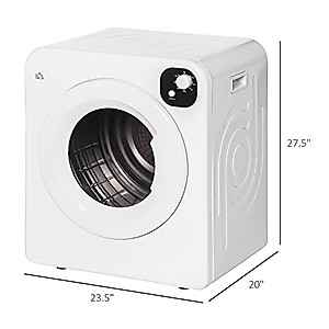 HOMCOM Compact Laundry Dryer Machine, 1300W, 3.22 Cu. Ft. Electric Automatic Portable Clothes Dryer with 7 Drying Modes and Stainless Steel Tub for Apartment or Dorm, White