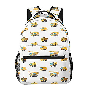 MANQINF Funny Cars Backpack Cute Laptop Bag Truck Lightweight Daypack Backpack Crane Bag Tablet Bag Cute Bag