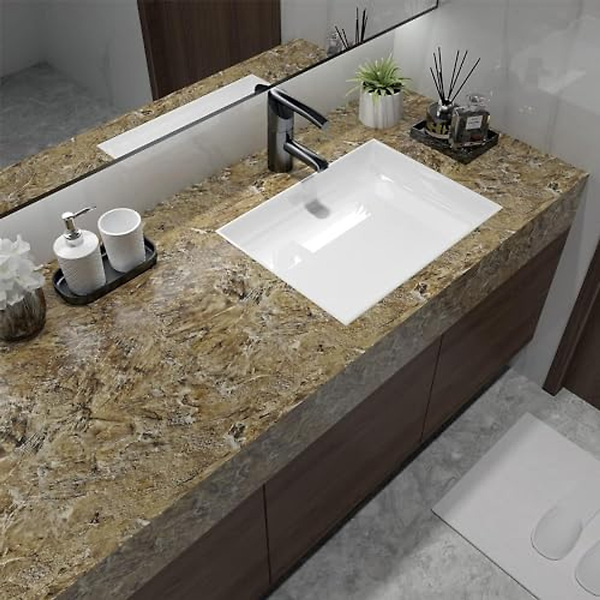 YENHOME Removable Brown Marble Contact Paper for Countertops Wall Covering 17.7"X200" Self Adhesive Marble Wallpaper Peel and Stick Decoration Contact Paper for Desk Cabinets Furniture Vinyl Wrap