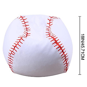 Enfudid Stuffed Animal Storage Bean Bag Chair, 18" Beanbag Covers Only for Organizing Plush Toys, Turns into Bean Bag Seat for Kids When Filled, Baseball Shape