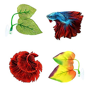 Aquazone 7 PCS Aquarium Decor Variety Pack, Bi-Leaf Betta Hammock Soft for Hiding Bubbling Snuggling Spawning Resting Spot, Aquarium Lifelike Plants, Great Valued Premium Aquarium Decoration Set