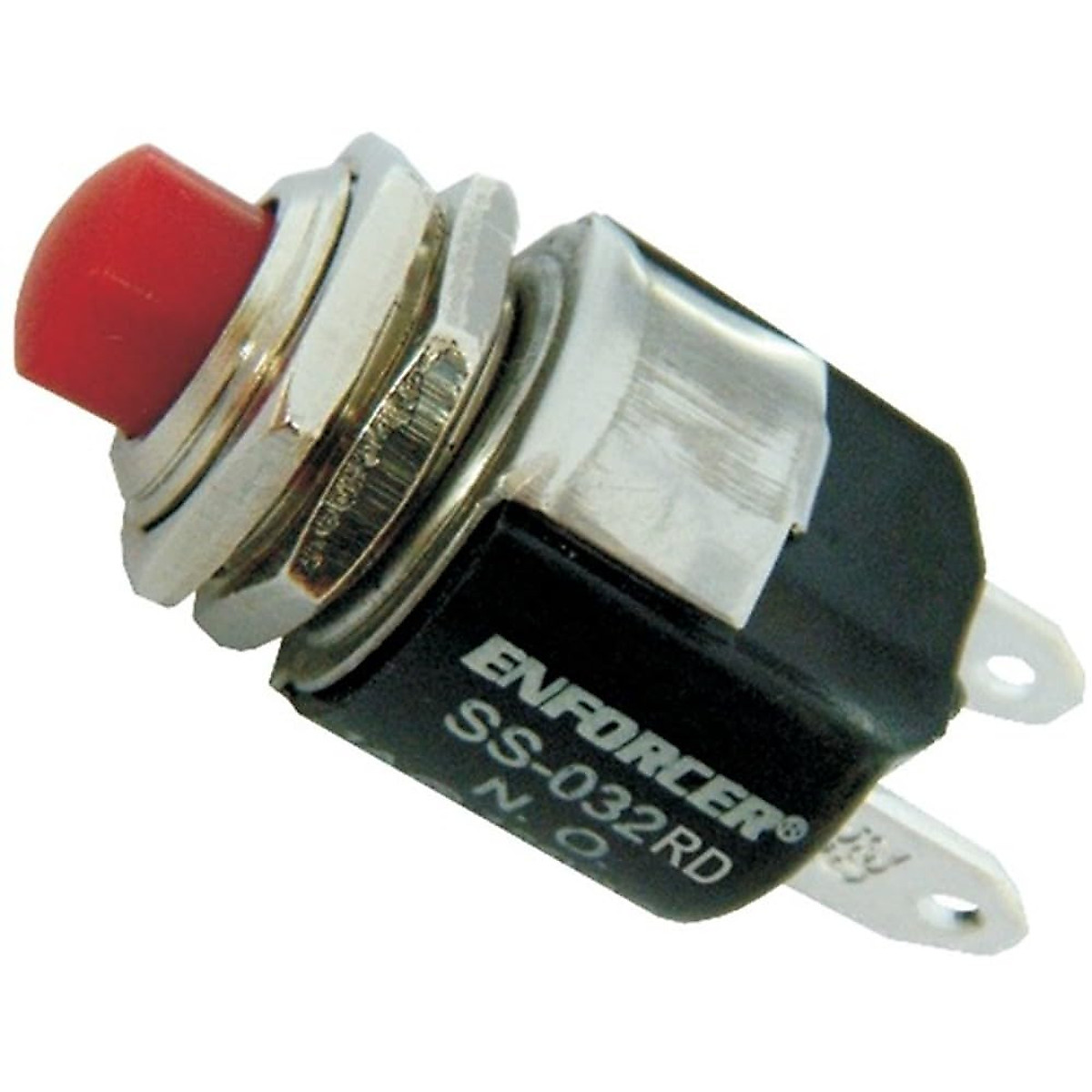 Seco-Larm SS-032Q/RD Red Push Button with N.O. Switch, Momentary SPST Pushbutton, Fits 1/2" (13mm) Hole, Rated 1 Amp at 12VDC