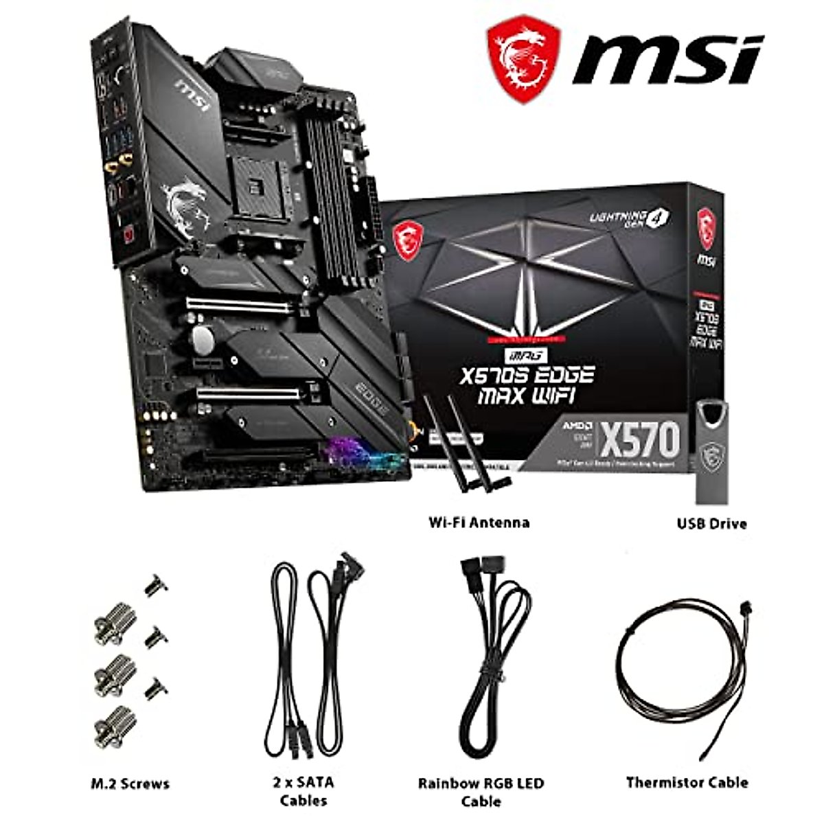 MSI MPG X570S Edge MAX WiFi Gaming Motherboard (ATX, AMD, Socket AM4. DDR4, PCIe 4, CFX, M.2 Slots, Wi-Fi 6E)