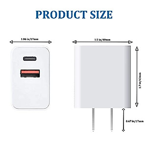 USB C Wall Charger Block, 20W Fast Speed Charging Box with Micro Plug Cube for Apple Watch Se Series 8 7, New iPhone 12 13 14 Pro/Pro Max, XR/XS/SE, AirPod iWatch iPad Pro/Air/Mini, Pixel 6 6a Phones