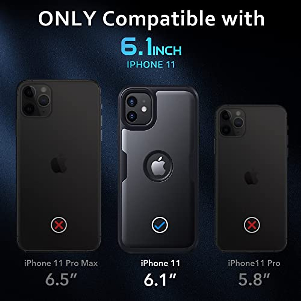 DETAKER Designed for iPhone 11 Case, Double Layers Shockproof Heavy-Duty Case Anti-Scratches Lightweight Protective Slim for iPhone 11 Case 6.1 inch, Black