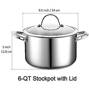 Cooks Standard 6-Quart Stainless Steel Stockpot with Lid