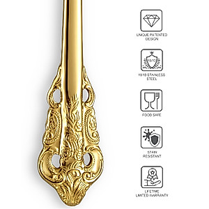 KEAWELL Luxury 6.3" Teaspoons, 18/10 Stainless Steel, Gorgeous Small Spoons, Stirring, Mixing, Sugar, Cake, Dessert Spoons, Mini Antipasto spoons (Gold)