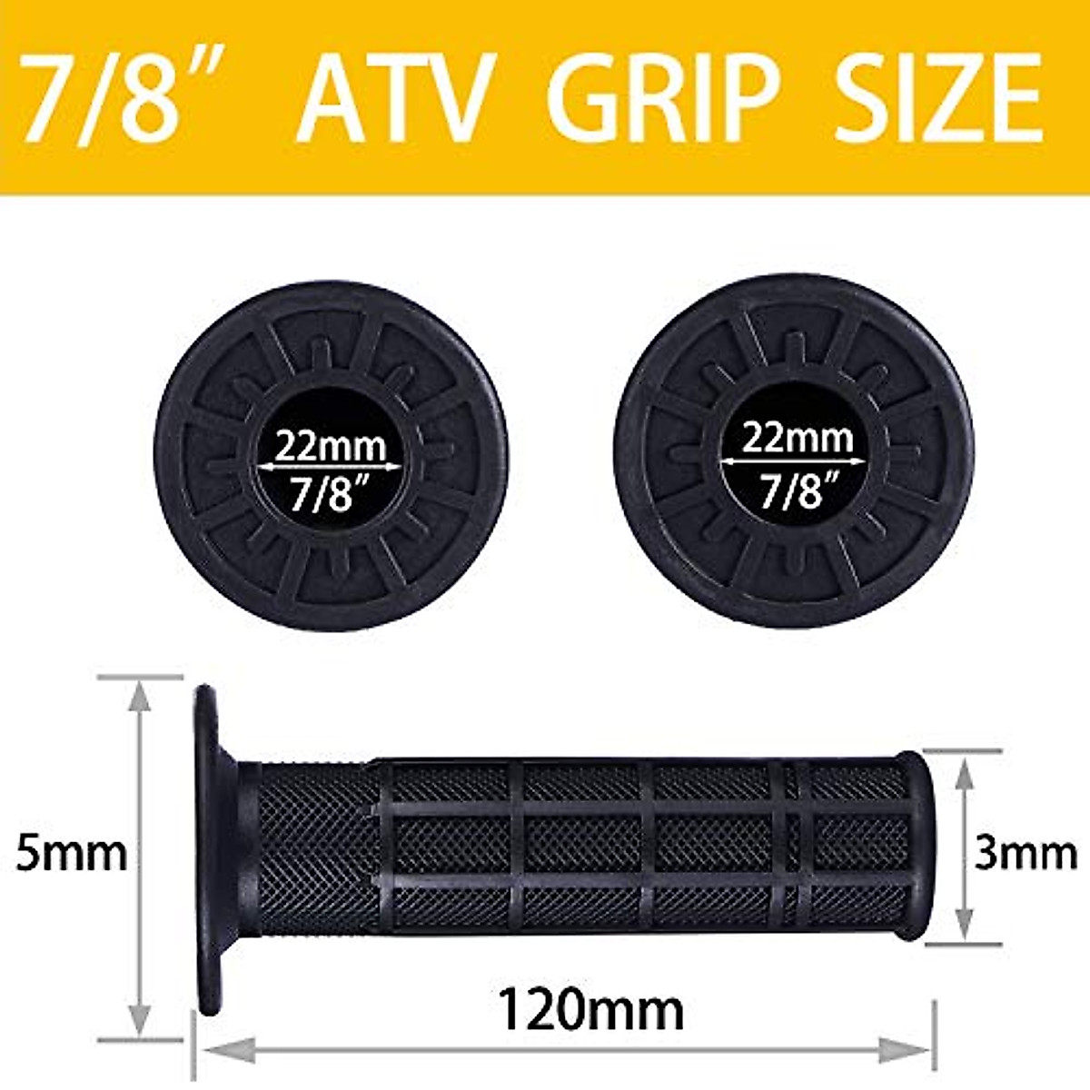 APPYU 78inch ATV Grips Universal Handlebar Grips Soft Rubber Motorcycle Grip for ATV Polaris Thumb Throttle Kid Youth 4 Wheeler Quad 400ex Klf110 Klt110 Klf220 Klt200 (Black)