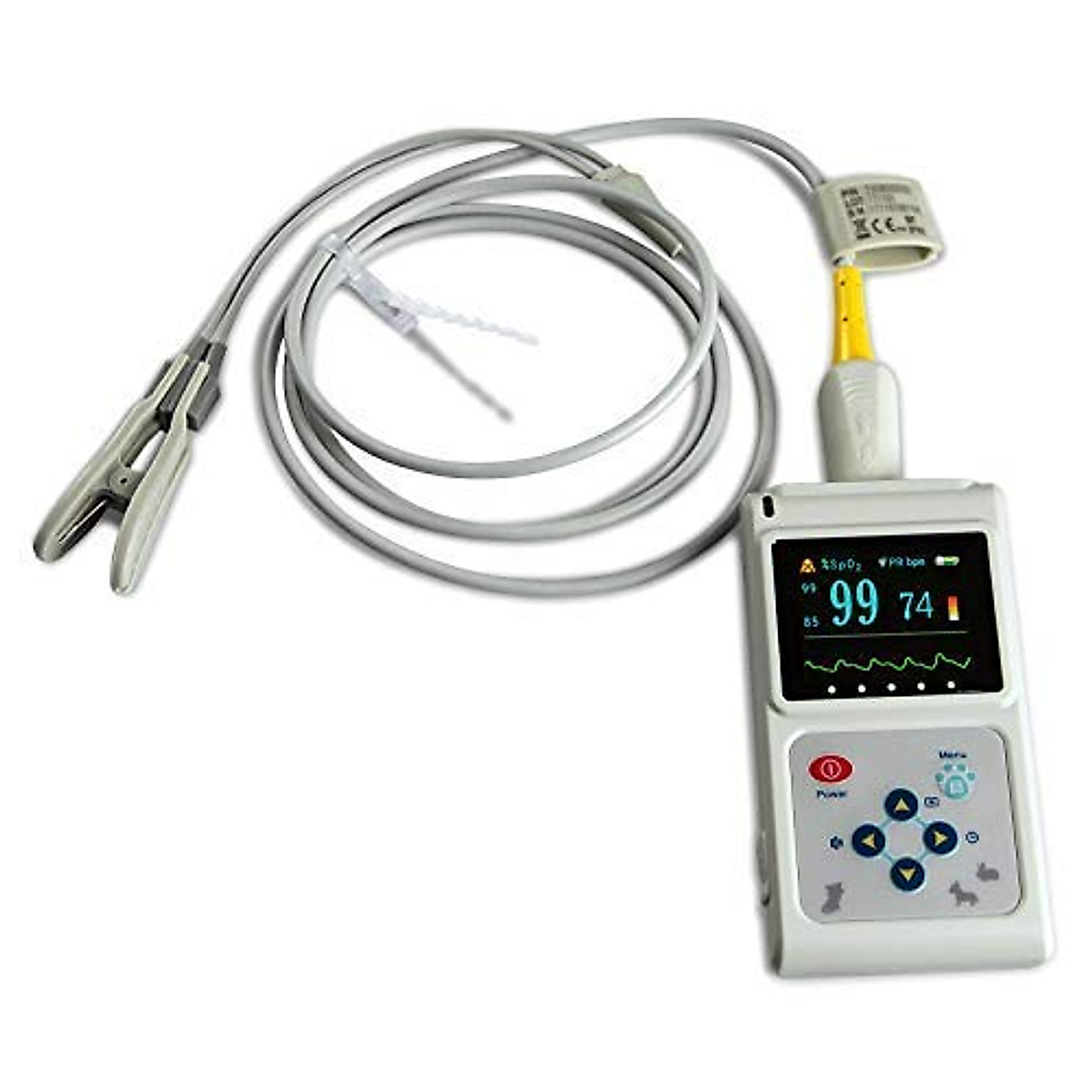 CONTEC Veterinary Handheld CMS60D-Vet Pulse Tester Pulse Oxygen Saturation and Pulse Rate Tongue Probe Pets/Animals/cat/Dog with PC Software