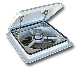 Maxxair Maxxfan Plus High Powered 10-Speed RV Intake and Exhaust Fan - Manual or Remote Control Electric Opening, Easy Ceiling Controls, Rain Sensor with Automatic Lid Closure, White (00-04000K)