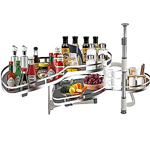 VEVOR Swing Left Blind Corner Cabinet Pull Out for 36 inch Cabinet, 2 Tier Tray Kitchen Soft Close Cloud Organizer Right Handed Open