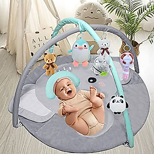 RHEETADA Baby Gym Play Mats Baby Activity Play Mats Non-Slip Thicker Toys Tummy Time Mats for Newborn Stage-Based Developmental Baby to Toddler Shower Gifts Style 1