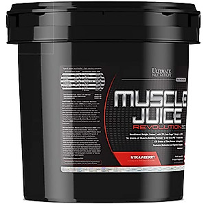 Ultimate Nutrition Muscle Juice Revolution 2600, Lean Muscle Mass Gainer Protein Powder with Glutamine, Whey Protein Isolate for Weight Gain, Time Release Carbohydrates, 11.1 Pounds, Strawberry