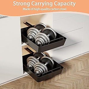 Sicamin 2 Pack Peel and Stick Pull Out Drawers for Cabinets, Adhesive Slide Out Drawers for Kitchen Cabinets Organizer, No Hardware Sliding Shelves Pantry Storage, 11.8”W x 16.5”D x 4.52" H, Black