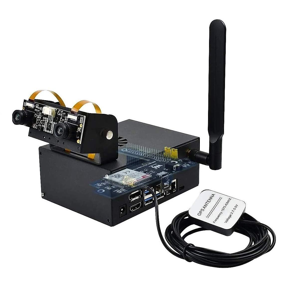 waveshare Metal Case (C) Enclosure for Jetson Nano Developer Kit and B01 Version with Camera Holder,Reset,Power Buttons Compatible IMX219 Series Camera,Wireless-AC8265,Cooling Fan