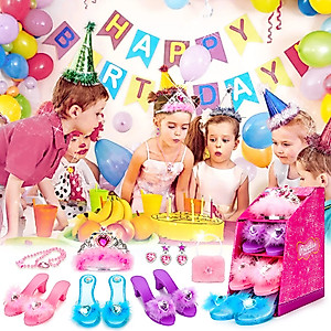 Princess Shoes and Girls Purse Jewelry Toys, Princess Dress Up Clothes for Little Girls, Toddler Dress Up Shoes, Crown Necklace Earrings, Ring, Girls Toys for Little Girls 3,4,5Years Old Pink