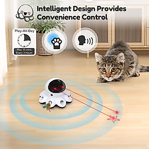 ORSDA Cat Laser Toy, 2-in-1 Interactive Cat Toys for Indoor Cats, Automatic Laser Pointer Cat Toy, 8 Holes Mice Whack A Mole Moving Feather, USB Rechargeable Electronic Kitten Toys for All Breeds