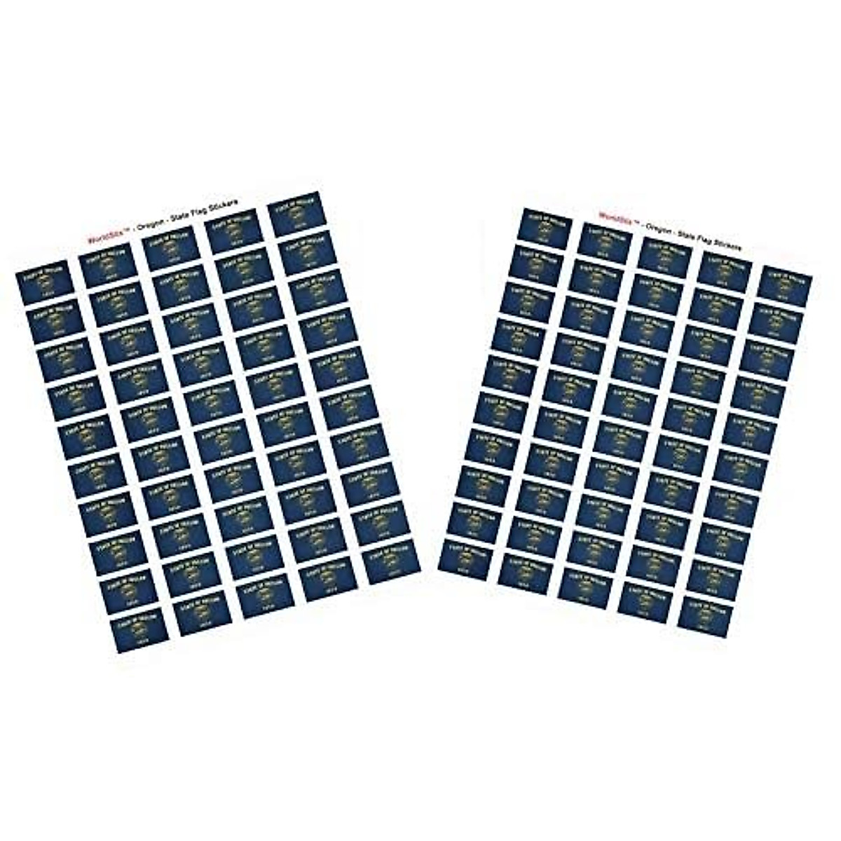 Made in USA! 100 Oregon 1.5" x 1" Self Adhesive State Flag Stickers, Two Sheets of 50, 100 Oregon Sticker Flags Total