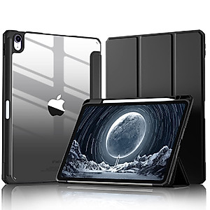 Mastten Compatible with New iPad Air 11 inch Case M2 2024, for iPad Air 6th/5th/4th Generation Case 10.9 inch with Pencil Holder 2024/2022/2020, Auto Wake/Sleep, Slim Clear Back Shell, Lavender Purple
