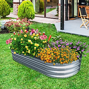 EZIOSS Raised Garden Bed -5×3×1ft Galvanized Planter Box for Outdoor Gardening and Planting, Ideal for Vegetables and Plants