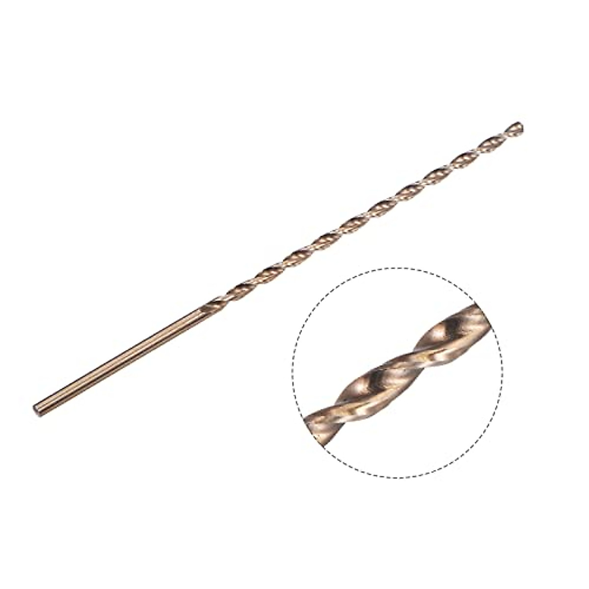 uxcell M35 High Speed Steel Parabolic Flute Drill Bit, 3mm Drilling Diameter 120mm Length, Gold Oxide Cobalt Steel Round Shank