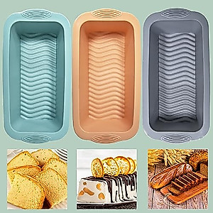 Anxbbo 3 Pack Silicone Bread Loaf Pans No-Stick Large Loaf Pan Set, Flexible Silicone Baking Molds for Bread, Cake, Meatloaf, BPA Free and Dishwasher Safe (3 Pack (9.8''L x 4.7''W x 2.7''H))