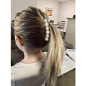 DEEKA 6 PCS Pearl Hair Clip Banana Clips Ponytail Holder Banana Hair Clips Thick Fine Hair Clip French Barrettes Rhinestones Jaw Clips for Women and Girls