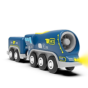Z MAYABBO Battery Operated Locomotive Train for Wooden Tracks, Powerful Engine Toy Train Vehicle for Railway Track, Science Fiction Train Car Series Fit All Brands Railroad (Battery Not Included)