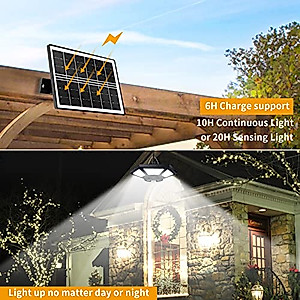 Yomisga Solar Powered Shed Light Daytime Available Solar Pendant Lights Outdoor with Remote Control, Timer, Motion Sensor & 5 Lighting Modes, 180 LED Solar Indoor Lights for Home, Shop, Garage, Barn…