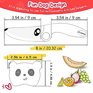 ZLemma Kids Knife Set for Real Cooking with Sharped Blade for Children, Finger Guard & Educational Ring for Cutting Trainning, Rosewood Handle & Stainless Steel Blade Sharped Edge