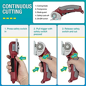 VLOXO Cordless Electric Scissors, Rotary Cutter for Fabric with Safety Lock, 4.2V Cardboard Cutter Multi-Cutting Tools, Rechargeable Powerful Fabric Cutter for Carpet Leather Felt with Storage Box
